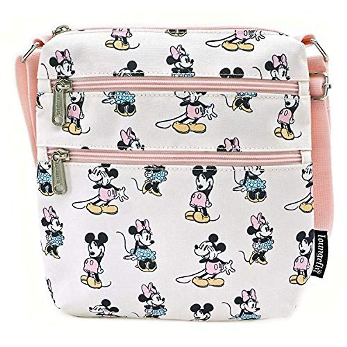 Loungefly Women Pastel Minnie Mickey AOP Nylon Passport, Multi, 8 inches x 9 inches x 1.25 inches