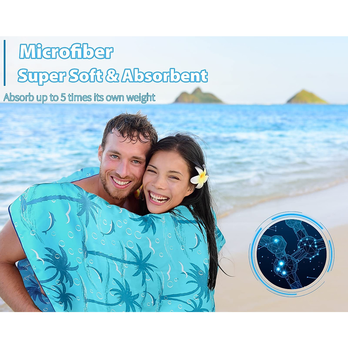 Qinqinamu 2 Pack Microfiber Oversized Lightweight Beach Towel 71"x32" Extra Thin Large Sand Free Towels Travel Swim Pool Yoga Gym for Adults Women Men Beach Essentials Accessories Vacation Gift