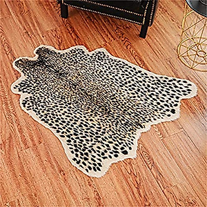 Leopard Print Rug,Faux Cowhide,Artificial Carpet,Simulation Cowhide, Leopard, Tiger, Zebra, Cow Hide Mat Rug Animal Print Rug Hide Faux Carpet (A) / 40x37inch,3.3x3.1ft