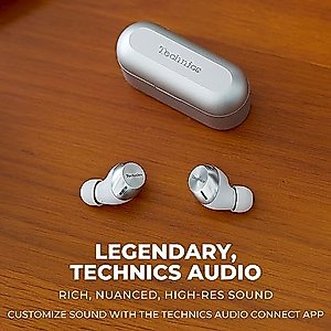 Technics HiFi True Wireless Multipoint Bluetooth Earbuds II, Active Noise Cancelling, 3 Device MultiPoint Connectivity, Impressive Call Quality, LDAC Compatible, EAH-AZ40M2-S (Silver)