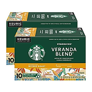 Starbucks Veranda Blend Blonde, K-Cup Portion Pack for Keurig K-Cup Brewers, 10-Count (Pack of 2)