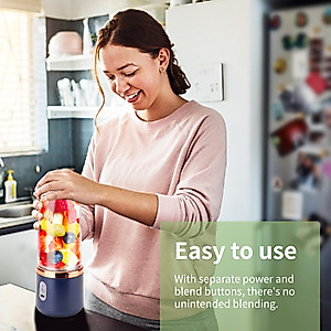 Portable Blender, 20 Oz Mini Personal Size Blender for Shakes and Smoothies with 6 Blades, Rechargable Blender, 4000mAh Electric Blender for Kitchen, Home, Travel, Outdoor(Blue)