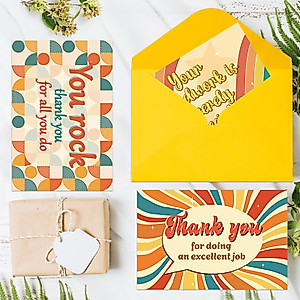 24 Pack Employee Appreciation Gifts Employee Thank you Cards with Envelopes & Stickers 4" x 6" Thank You Business Cards Staff Appreciation Gifts for Team Coworkers Employee Work Anniversary, 6 Designs