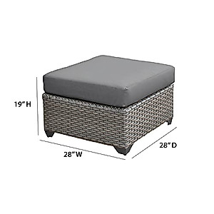 TK Classics Florence 7 Piece Outdoor Wicker Patio Furniture Set, Navy