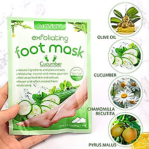Foot Peel Mask 3 Pack,Remove Callus & Repair rough heals-Men Women (Cucumber)