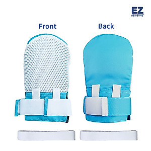EZ Assistive Dementia Restraint Gloves Zipper Opening for Patients or Elderly Fingers Protection Dementia Products for elderly Reusable and Washable One Pair(2pcs)