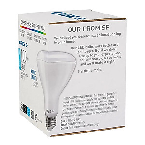 Cree Lighting Exceptional Series BR30 Bulb, 5000K Dimmable LED Bulb, 100W + 1400 Lumens, Daylight, 1 Pack