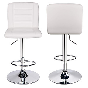 Leopard Bar Stools Set of 2, Modern Adjustable Bar Stool with Back, Straight Line Swivel Barstool (White)