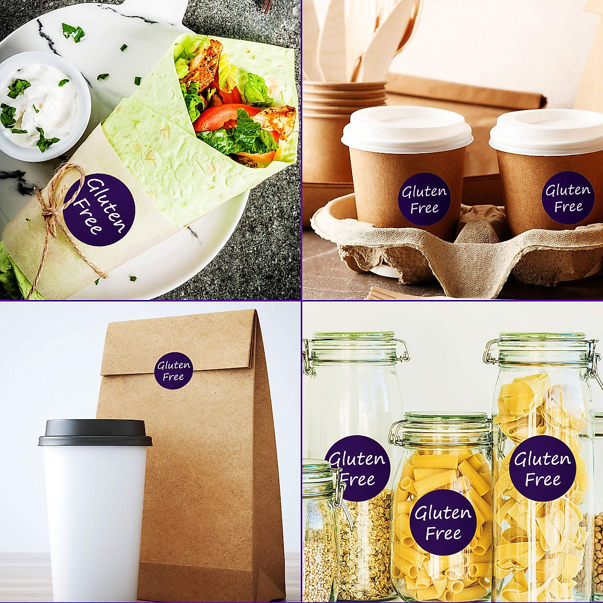 Zonon 1000 Pieces 2 Roll Gluten Free Stickers Labels for Food with Self Adhesive Seals 1.5 Inch Gluten Food Rotating Label Stickers for Containers Jars Glass Bottle Envelopes Bread Bags, 500 Pcs/Roll