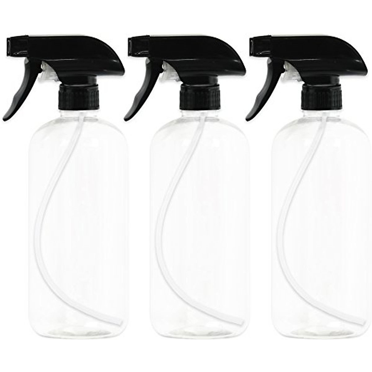 EPAuto Heavy Duty Chemical Resistant Spray Bottles with Sprayer (16 oz), Clear, 3-Pack