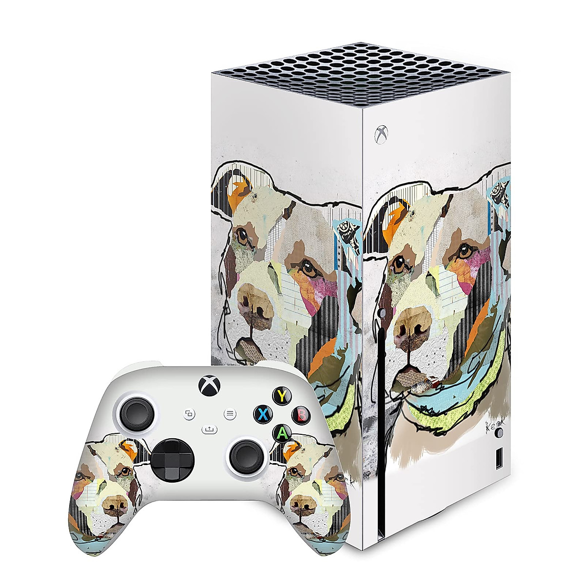 Head Case Designs Officially Licensed Michel Keck Pitbull Art Mix Matte Vinyl Sticker Gaming Skin Case Cover Compatible with Xbox Series X Console and Controller Bundle
