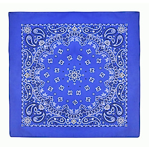 EVERY-VILLE Where EVERYone is Welcome 6-Pack Large Cotton Bandanas for Men - Paisley, 22x22 In, Red Black Blue - Cowboy Head Handkerchief Pocket Squares