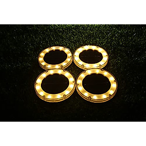 RobinEllis Garden Lights,Solar Ground Lights Outdoor(4 Packs Warm White), New Structural Design Outdoor Solar Lights with 12 LEDs