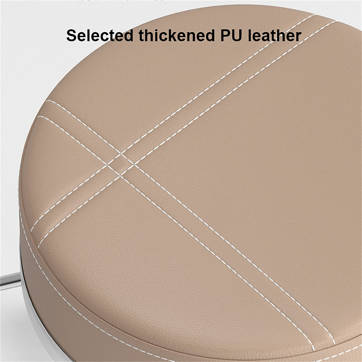 JHKZUDG Round Rolling Stool with Wheels,PU Leather Height Adjustable Salon Stool,Esthetician Chair Tattoo Stool with 360° Swivel,for Spa/Salon/Tattoo Work,Camel