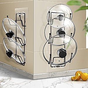 TXINBT 2-Pack Pot Lid Organizer，6 Tier pot lid rack,lid storage organizer for cabinet，Lid holders inside cabinet，Pot lid organizer for cabinet door.（Black