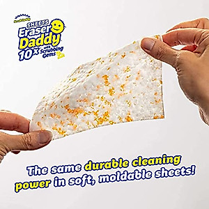 Scrub Daddy Eraser Daddy Sheets - 10x More Durable Than Traditional Erasers with Scrubbing Gems - Removes Dirt, Scuffs & Stains - Water Activated Sponge Eraser Sheets (6 Pack)