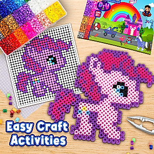 FUNZBO 5500 5mm Fuse Beads Kit -, 24 Colors | 111 Patterns, 5 Pegboards & 4 Iron Paper, Crafts for Kids Ages 4-8, Kids Toys for Boys, Arts and Crafts for Kids Ages 8-12 (Large)