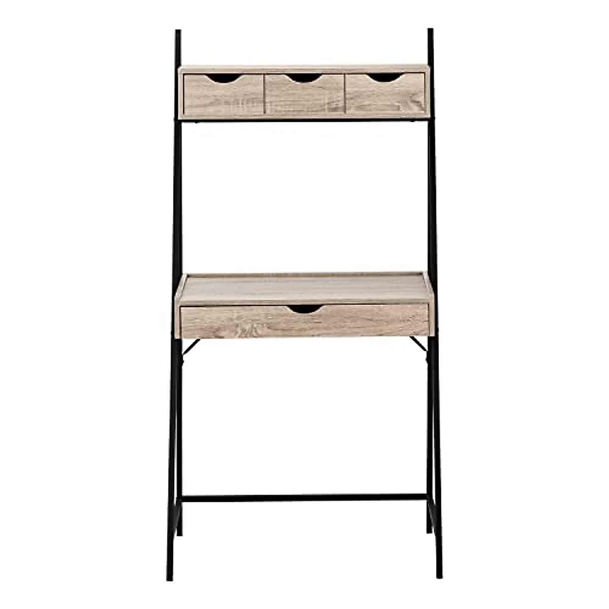 Monarch Specialties 7332 Computer Desk, Home Office, Laptop, Leaning, Storage Drawers, 32" L, Work, Metal, Laminate, Brown, Black, Contemporary, Modern Desk-32 L Dark Taupe, 31.5" L x 19" W x 61.25" H