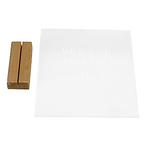 Hanna Roberts Set of 3 Wedding Reception, Ceremony, Party, Table Decoration Signs with Holder | Favors Please Take One | Please Sign Our Guestbook | Cards and Gifts (Frosted, Light Brown)
