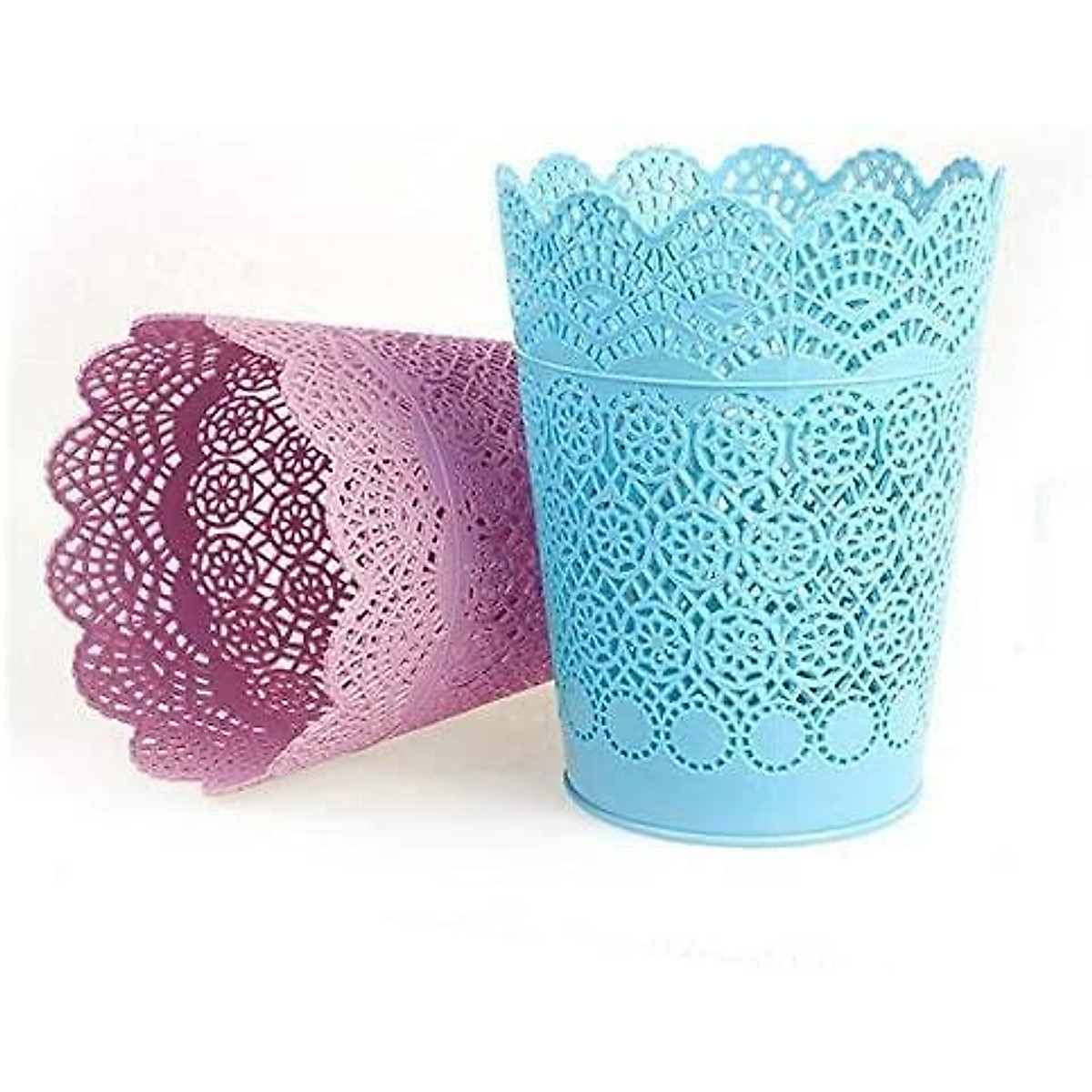 QinleePlastic Slim Oval Trash Can, Wastebasket, Garbage Container Bin for Bathroom, Bedroom, Home Office(Purple)