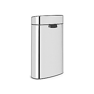 Brabantia 10.6 Gal Kitchen Touch Trash Can New (Brilliant Steel) Removable Lid, Soft-Touch Open, Garbage Can + Bags