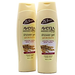 Avena Instituto Español Shower Gel, Moisturizing and Softeness, Elasticity and Nutrition, 100% Natural Oat, 2-Pack of 25.5 FL Oz each, 2 Bottles