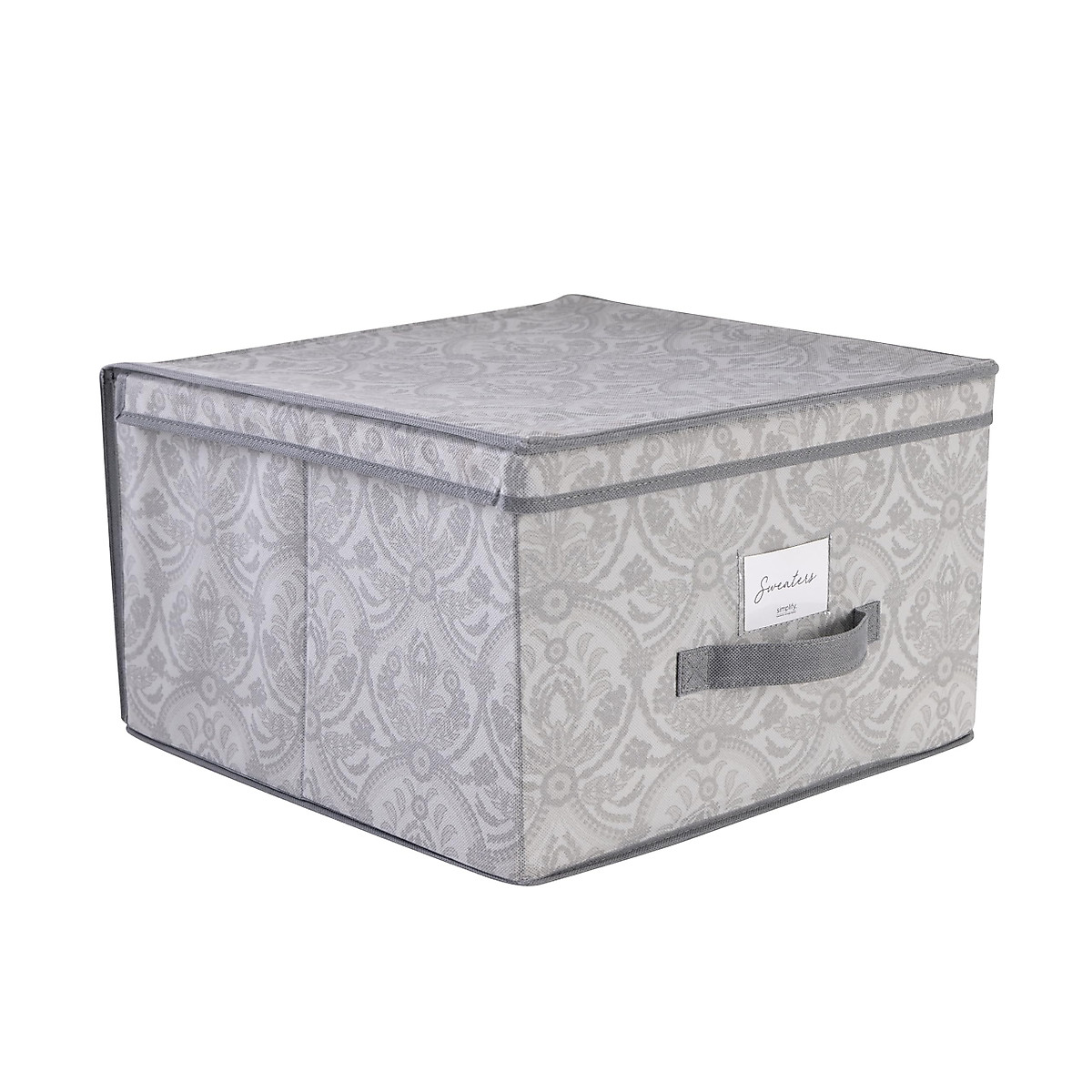 Laura Ashley Non-Woven Jumbo Storage Box, Dimensions: L16 x W16 x H10, Collapsible, Durable, Home Organization, Closet Storage, Grey