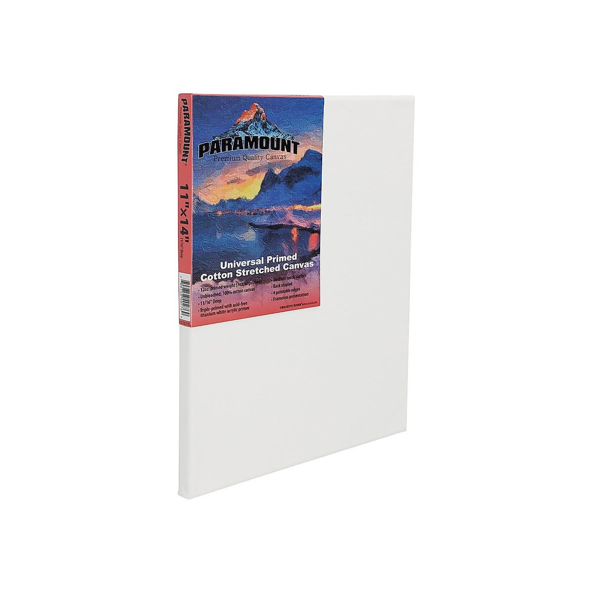 Paramount Pre-Stretched Canvas for Painting- 2-Pack, 8x10" Triple Primed White Canvases- 11/16" Deep, 100% Cotton Stretched Canvas for All Media, Medium Tooth, Back-Stapled, 12oz Primed Weight