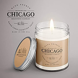 Milestone Candles Windy City Chicago, IL Keepsake Mason Jar Candle 7.5 oz Glass, Made in The USA, Soy Blend, 100% Cotton Wick
