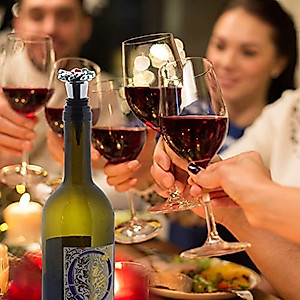 Holiday Wine Stopper Decorative with Colored Gem Flower Accessory Top - Red