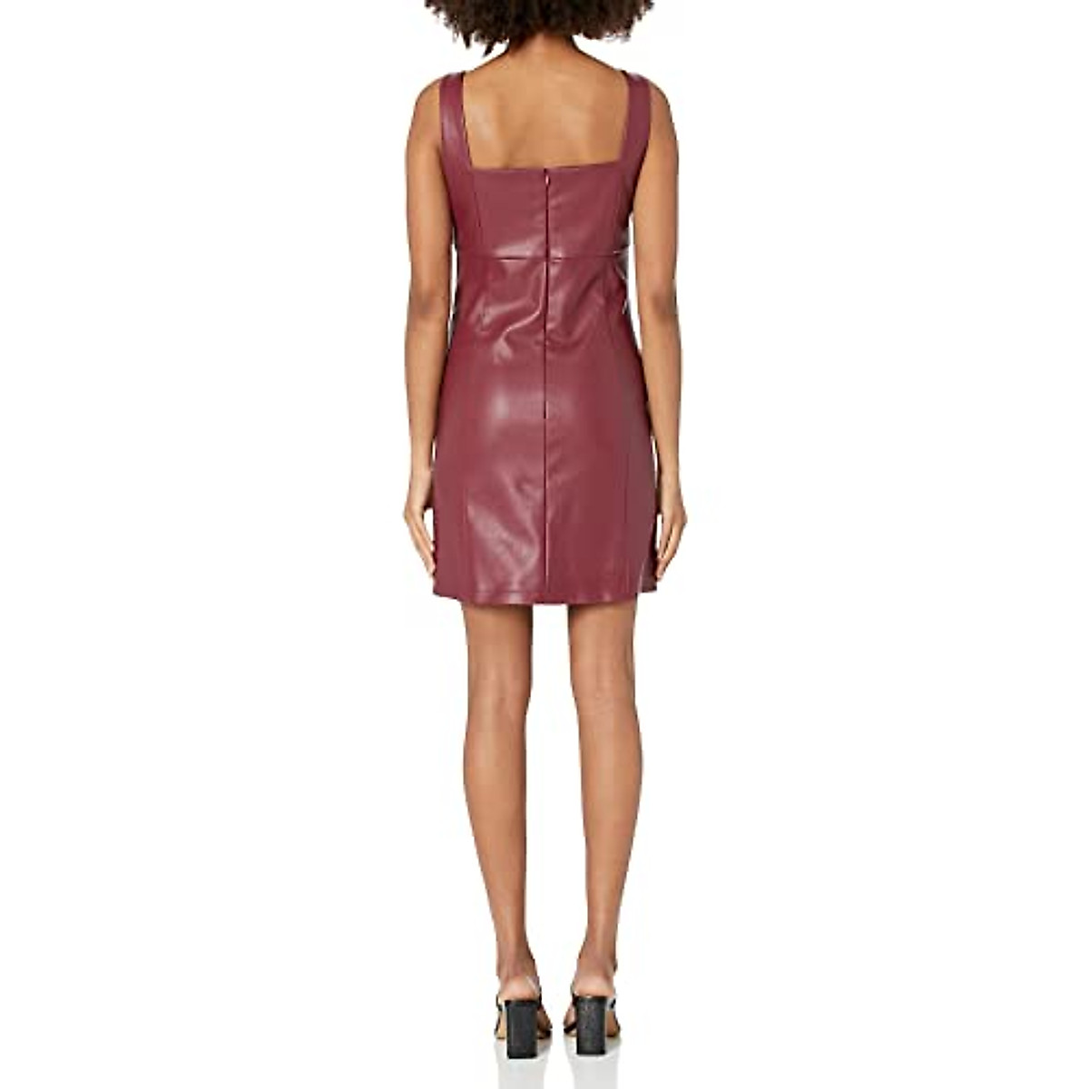 The Drop Women's Hank Vegan Leather Square Neck Mini Dress, Burgundy, XS