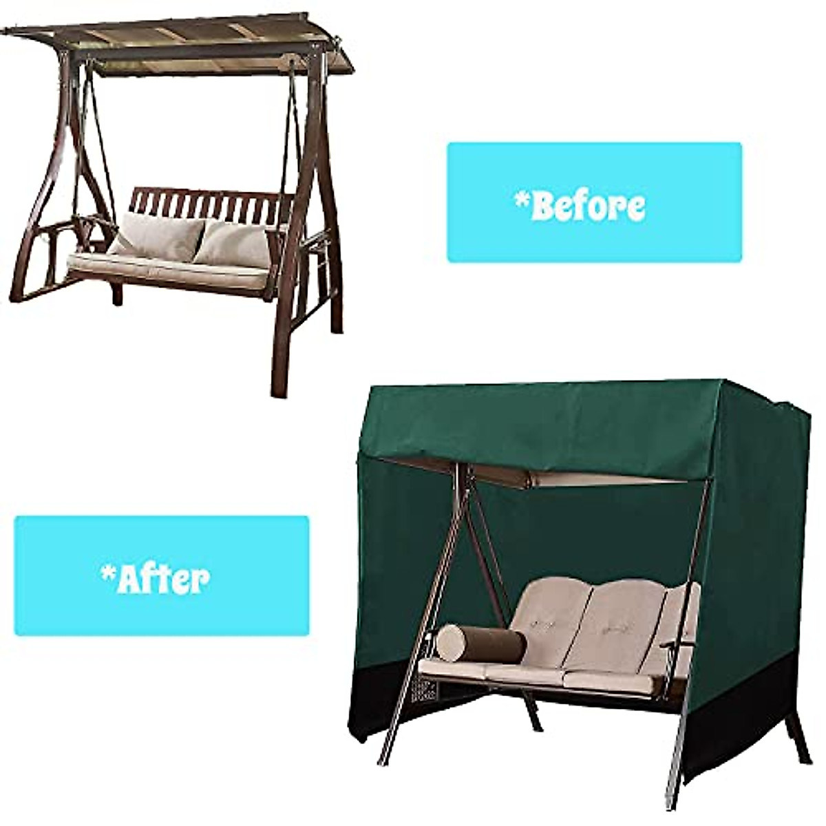 Patio Swing Cover Waterproof 3 Seat Swing Covers Outdoor Porch Swing Cover Hammock Glider Cover 420D Swing Chair Covers 87x49x67 Inch UV Block for Outdoor Furniture