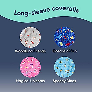 BIBaDO - Coverall Baby Feeding Bibs, Weaning Bib, Easy to Clean Baby Bibs for Eating, Adjustable High Chair Catch All Sleeved Bibs, Toddler Bib, Short Sleeve Feeding Bibs