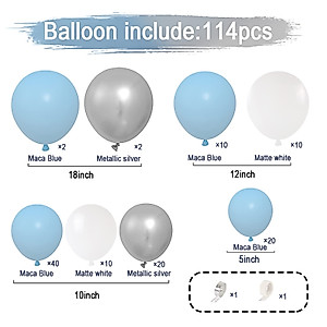 141 Pcs Blue Silver Balloon Garland Kit Macaron Metal Balloon Arch,Wedding Bridal Shower Birthday Party Baby Shower Decoration By Patimate