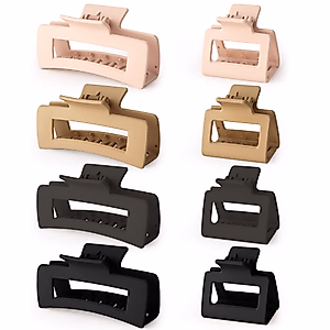 Bmobuo Large Claw Clips 8Pcs & Small Clips 2Pcs for Women, Hair Clips for Thick Hair, Neutral Matte, Non-slip Hair Accessories, Size Fits All, Plastic & Alloy for Ladies and Girls