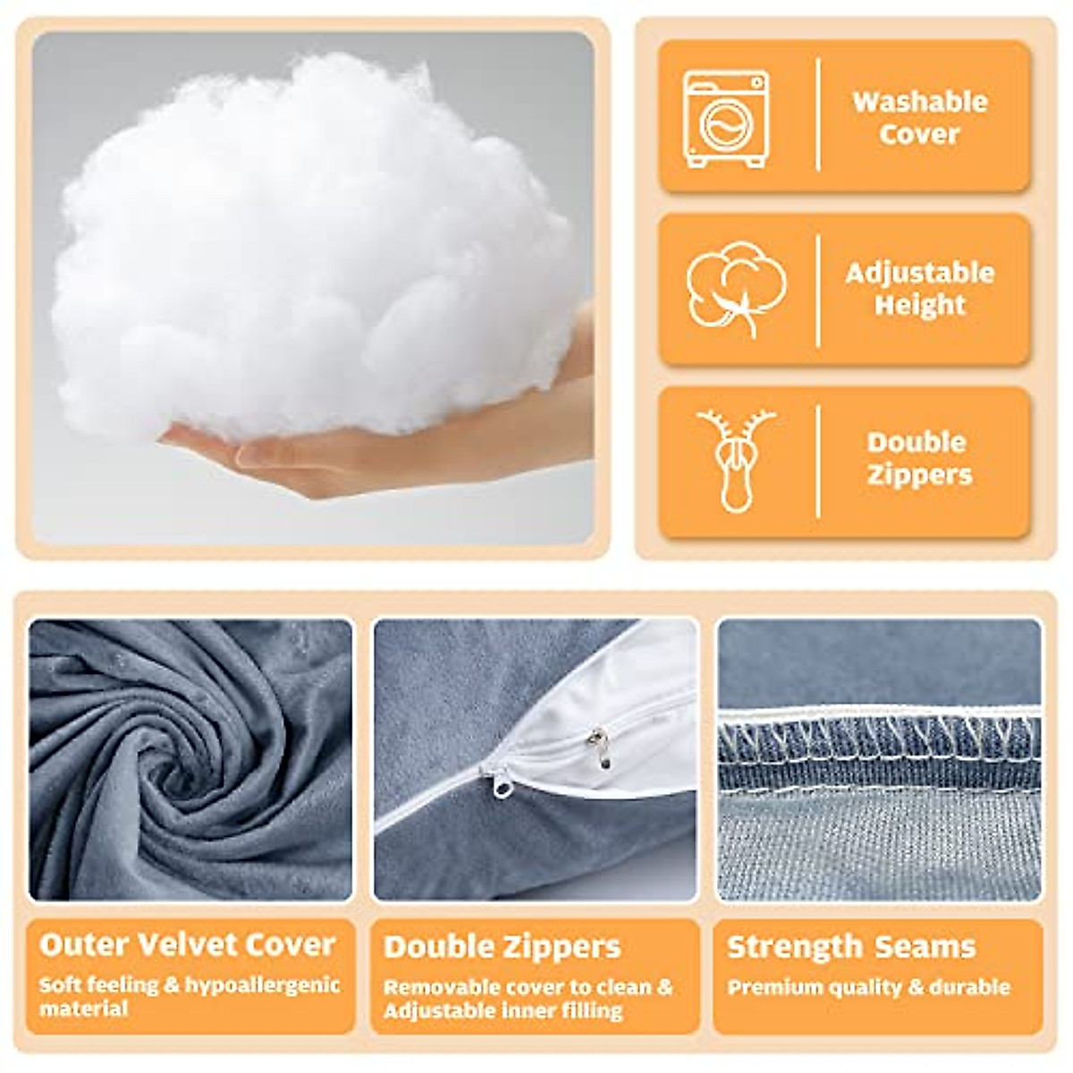 Chilling Home Pregnancy Pillows, C Shaped Full Body Pillow for Pregnancy 59 Inch Maternity Pillow for Pregnant Women, Pregnancy Must Haves Pregnancy Pillows for Sleeping with Removable Cover