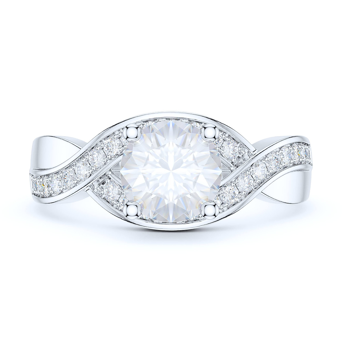 PRSTANI Sterling Silver Twisted Infinite 1CT Simulated Round Brilliant Cut Diamond Promise Engagement Ring (9)