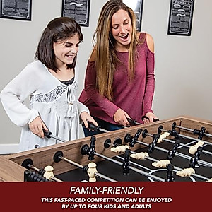 Hathaway Fullerton 48-in Foosball Table, Arcade Table Soccer for Game Rooms, Includes (2) 36-mm ABS Foosballs, Driftwood (BG50330)