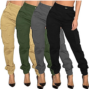 MsavigVice Athletic Pants for Women Casual Outdoor Cargo Jogger Pants with Pockets Yoga Pants for Women Black XXL