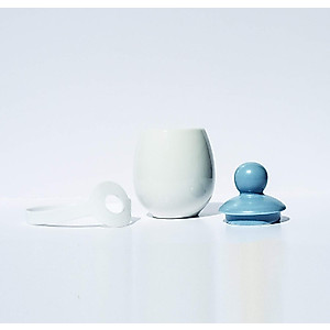 AggCoddler - Porcelain & Silicone Egg Cooker - Easily Cook Eggs with Toppings & Mix-Ins - Microwave & Dishwasher Safe - Steam, Poach, Boil Eggs - Displays Well in Kitchen (Blue - Sten)