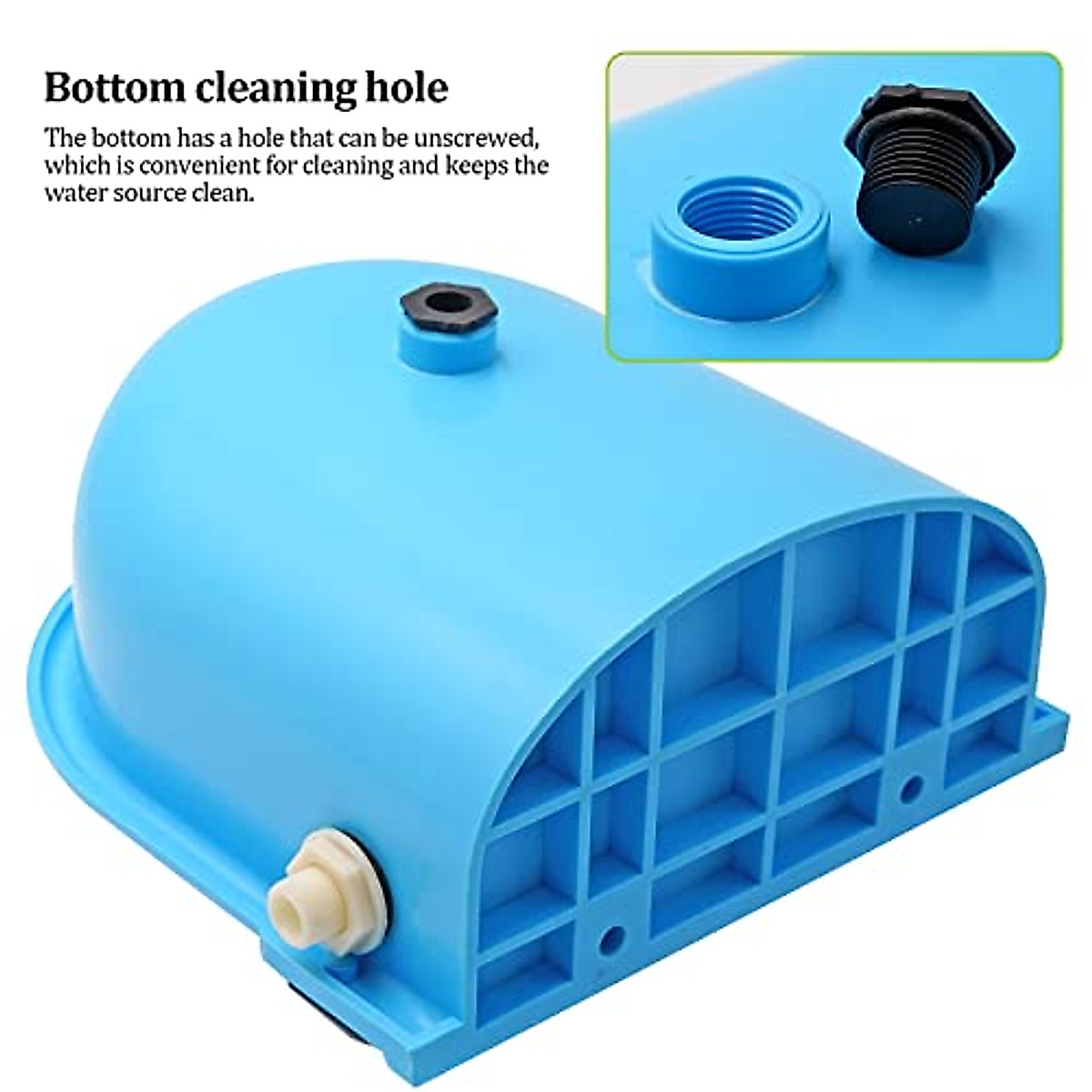 MINYULUA Automatic Waterer Bowl Large Horse Watering Bowl with Float Valve, Drain Plug & Braided Hose, Livestock Water Trough for Dog Goat Cattle Sheep Pig, Light Blue