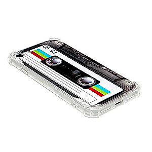 FAteam Case for iPhone SE （2022/2020）, iPhone 7 and iPhone 8, 4.7-Inch, with Reinforced Corners TPU Soft Bumper Anti-Scratch Back, Retro Cassette