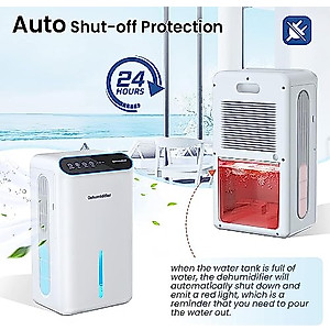 Dehumidifiers for Home, Up to 800 Sq.ft, 86oz Water Tank, Dehumidifiers for Bedroom with Essential Oil Diffuser, 7 Color LED Light, 24H Timer, Auto Shut-off, Ideal for Bathroom Basement Closet RV