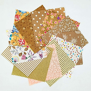 iNee Charm Packs for Quilting 5 inch, Precut Cotton Quilting Fabric Bundle, 48-5" Charm Squares, Light Coffee