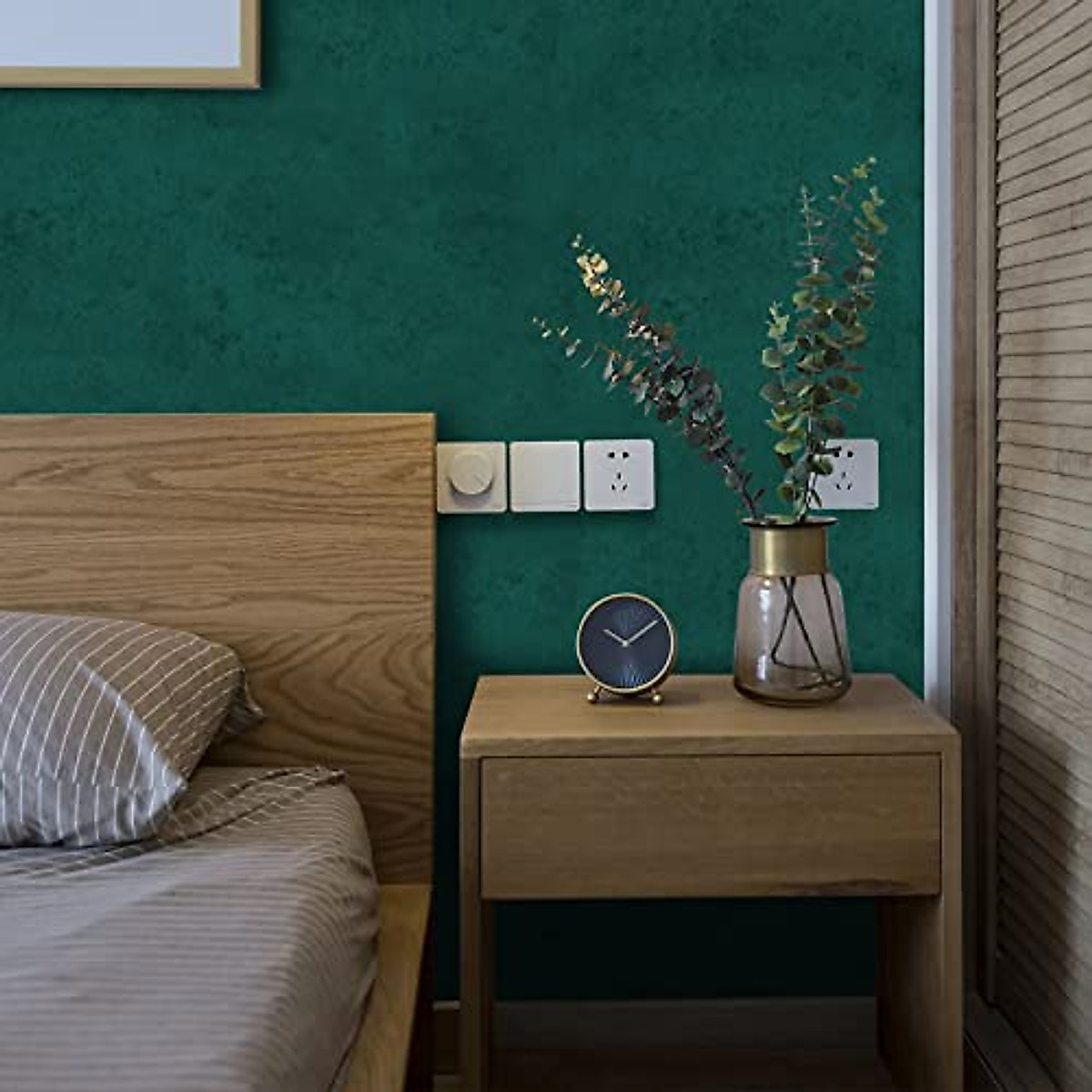 WADILE Peel and Stick Wallpaper 15.9in x 78.7in, Dark Green Concrete Contact Paper for Cabinets/Countertops Waterproof, Wall Paper for Bedroom, Stick on Wallpaper Textured Self Adhesive