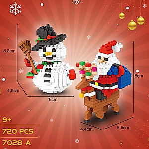 LONTIME Christmas Building Block Set-New 2024 Santa Claus and Snowman Character Set, Christmas and Birthday Gifts, Suitable for Children Over 9 Years Old (720 Pieces)