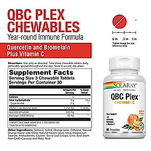 SOLARAY QBC Plex Chewables | Quercetin & Bromelain Plus Vitamin C | Immune & Respiratory Health Support | 90ct, 30 Serv.