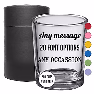 Personalized Printed 2.5oz 1pk Shot Glasses – Customized Gift for Women Men, Custom Message Name Date, Birthday Gift Ideas Friend Her Him, 21st Party Favors, Cute Funny, 16 Colors, Your Text Here