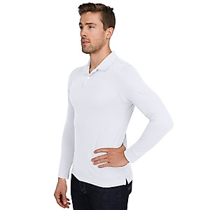Three Sixty Six Men’s Untucked Casual Long Sleeve Polo - Collared Untuck Shirt with Two Button Placket and Stretch Fabric