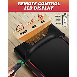Walking Pad, Under Desk Treadmill with Remote Control, LED Display, Wheels, Portable Mini Running Machine for Small Spaces in Home/Office